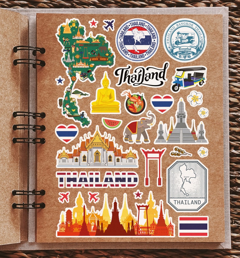 A4 Sticker Sheet Thailand Landmarks Vinyl Stickers - Bangkok City Map ...