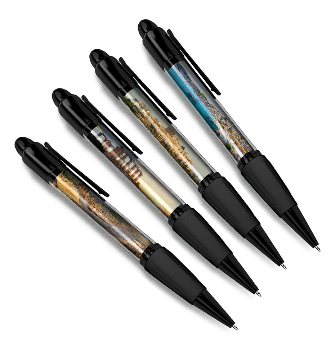 Set of 4 Athens Black Ballpoint Pens Greece Greek Historic European ...