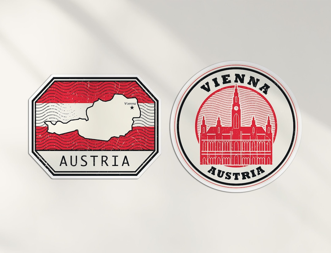 2 X 10cm Vienna Vinyl Stickers - Austria Austrian Landmarks Map Flag ...