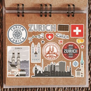 A5 Sticker Sheet Zurich Landmarks Vinyl Stickers Switzerland City ...