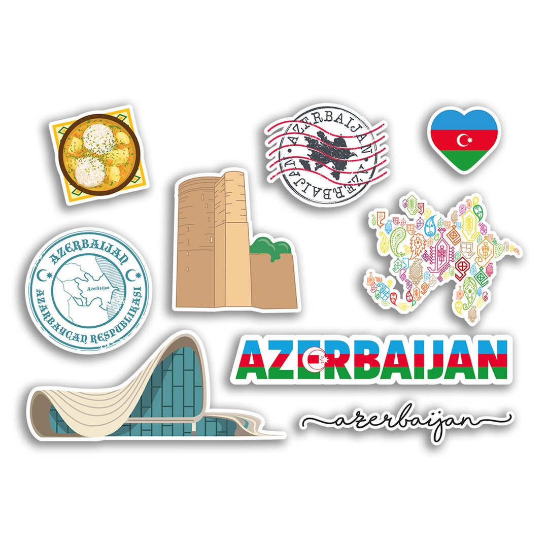 A5 Sticker Sheet Azerbaijan Landmarks Vinyl Stickers Country Map ...