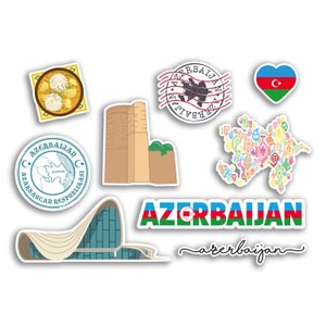 A5 Sticker Sheet Azerbaijan Landmarks Vinyl Stickers Country Map ...
