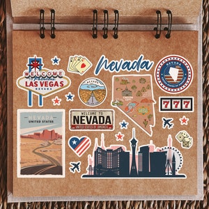 A5 Sticker Sheet Nevada Landmarks Vinyl Stickers - USA America Vegas ...
