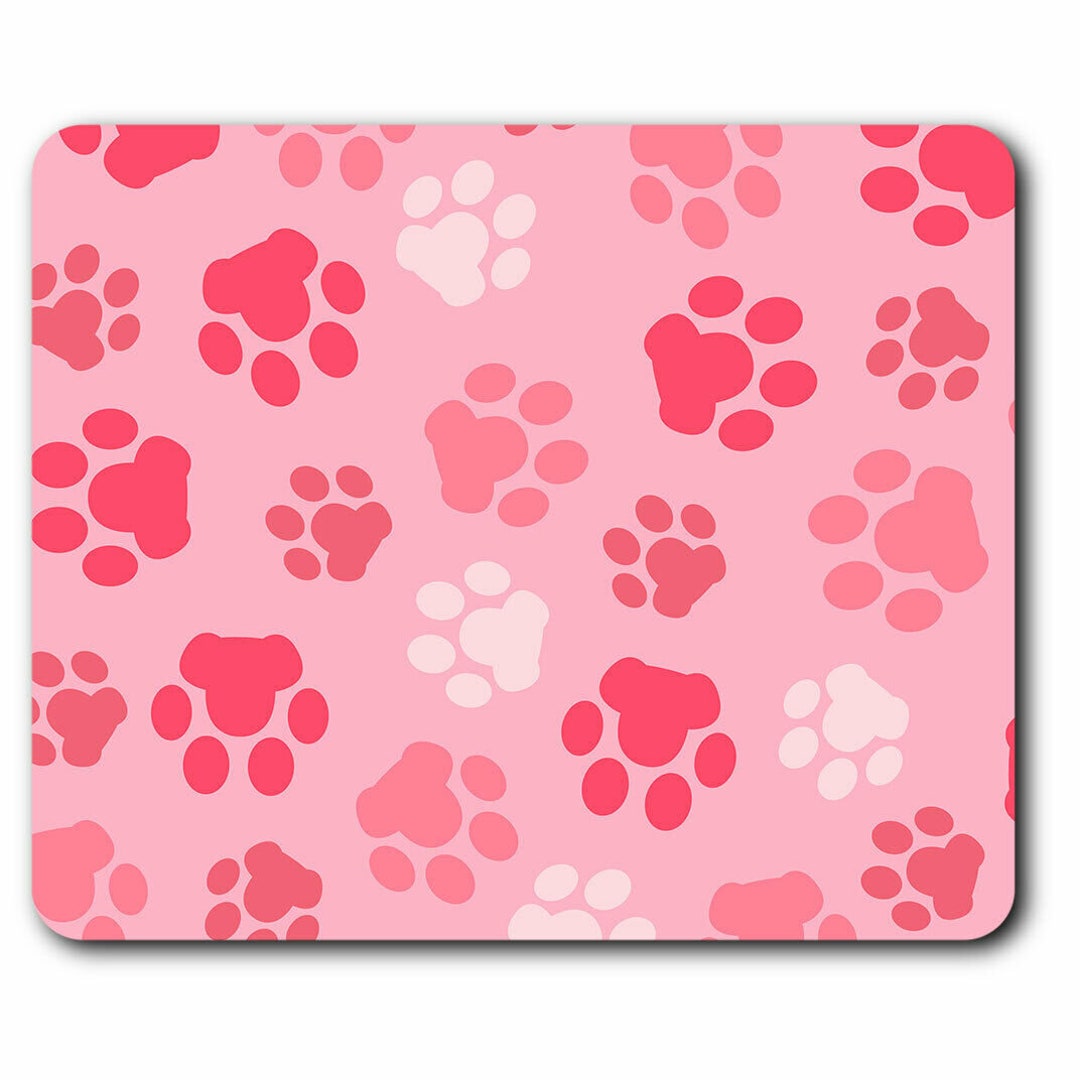 1 X Pink Paw Prints Mouse Mat - Pattern Dog Puppy Animal Pets Desk ...