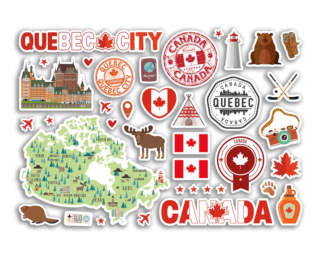 A5 Sticker Sheet Quebec City Landmarks Vinyl Stickers Canada Canadian ...