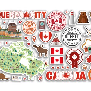 A5 Sticker Sheet Quebec City Landmarks Vinyl Stickers Canada Canadian ...