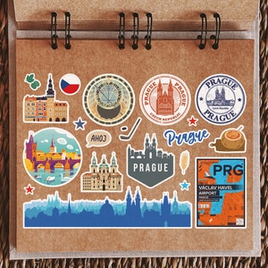 A5 Sticker Sheet Prague Landmarks Vinyl Stickers - Czech Republic Beach ...