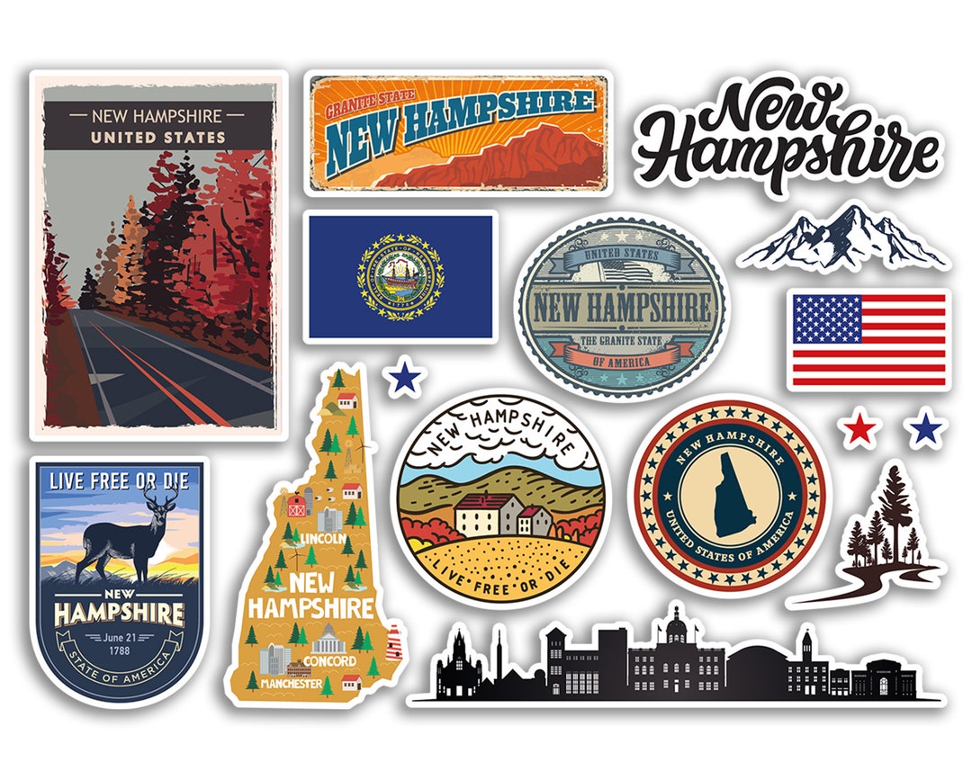 A5 Sticker Sheet New Hampshire Landmarks Vinyl Stickers USA States City ...