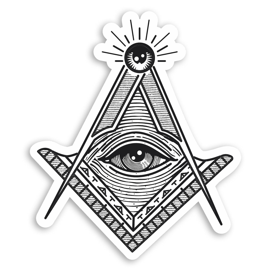 2 X 10cm Masonic Freemason Logo Vinyl Stickers - All Seeing Eye Sticker ...