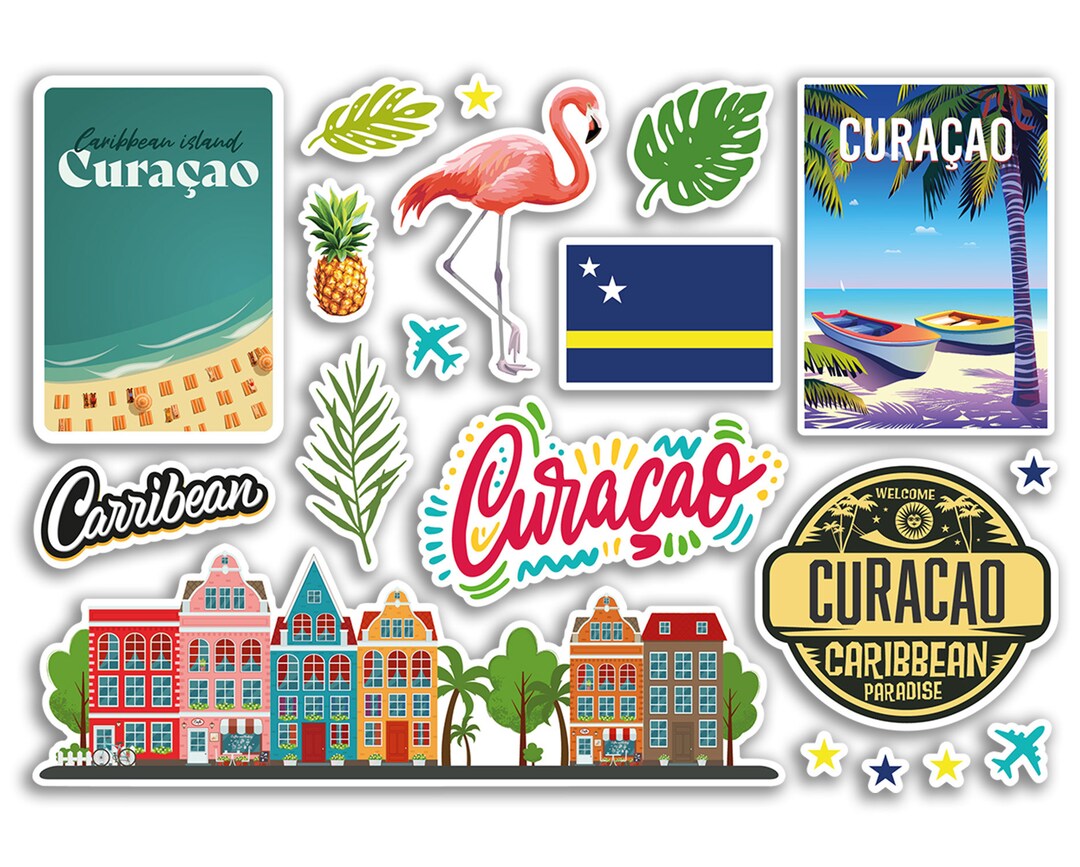 A5 Sticker Sheet Curacao Vinyl Stickers - Caribbean Scuba Diving Summer ...