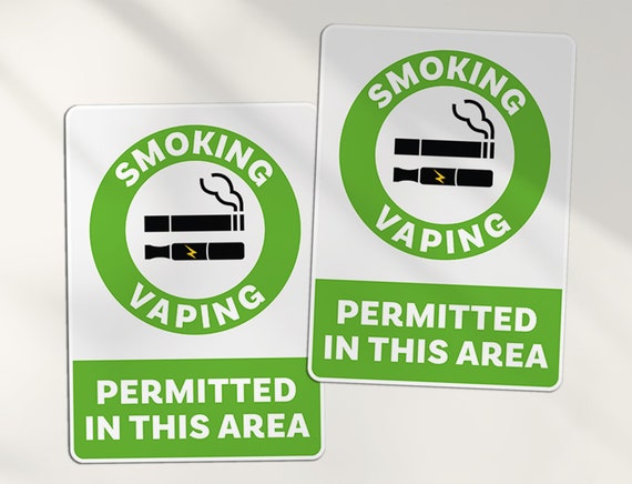 2 X 20cm Smoking Vaping Permitted Sign Vinyl Stickers Area - Etsy