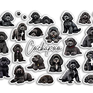 A5 Sticker Sheet Black Cockapoo Vinyl Stickers Dogs Puppy Cavapoo Pets ...