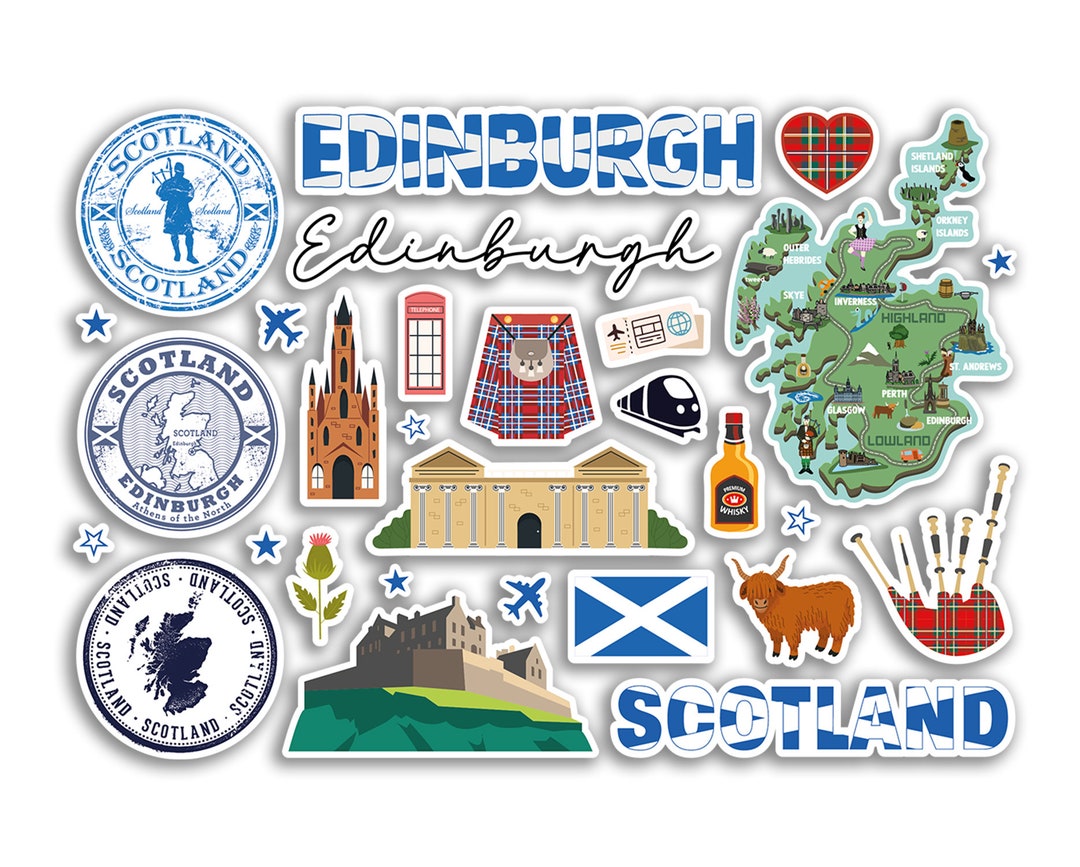 A5 Sticker Sheet Edinburgh Landmarks Vinyl Stickers - Scottish Scotland ...