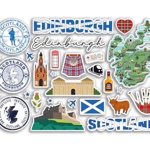 A5 Sticker Sheet Edinburgh Landmarks Vinyl Stickers Scottish Scotland ...