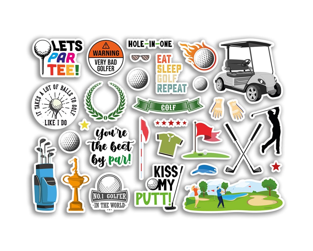 A5 Sticker Sheet Golf Vinyl Stickers - Golfer Sport Funny Boys Men ...