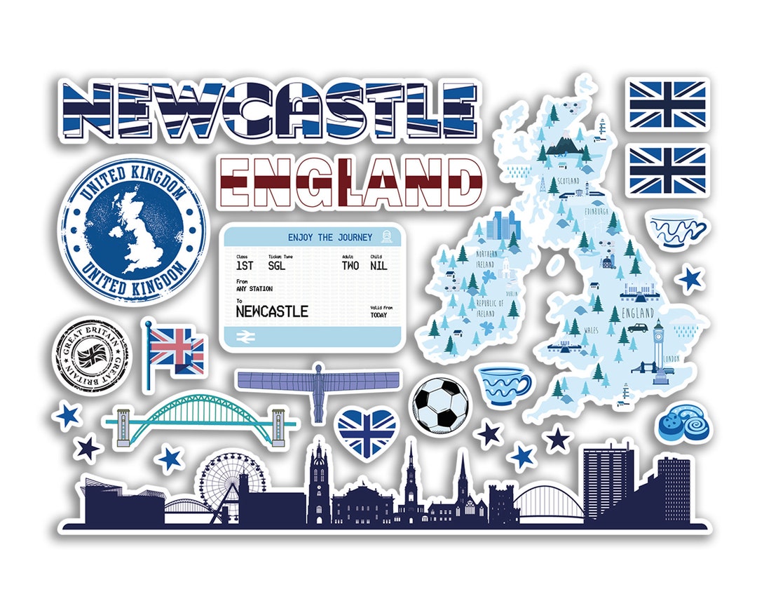 A5 Sticker Sheet Newcastle Landmarks Vinyl Stickers Blue - Etsy