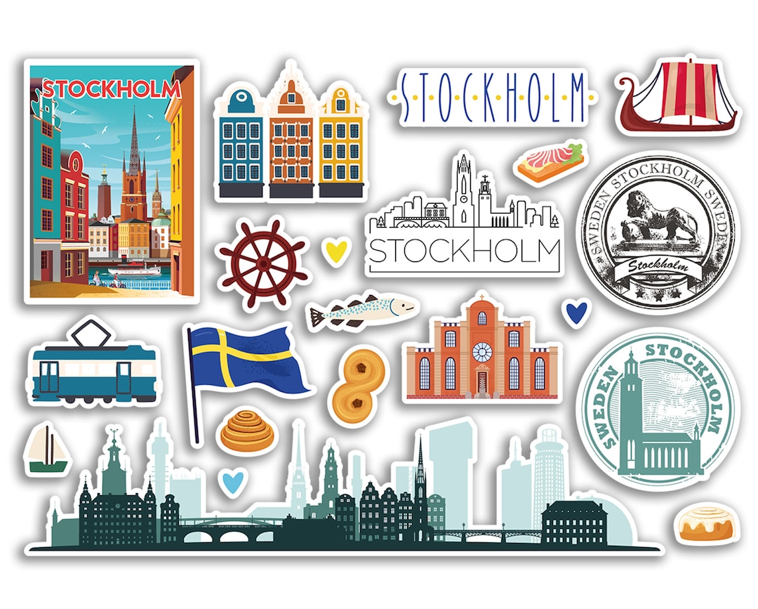 A5 Sticker Sheet Stockholm Landmarks Vinyl Stickers Sweden Beach ...