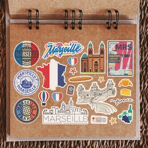 A5 Sticker Sheet Marseille Landmarks Vinyl Stickers France City Map ...