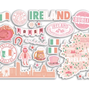 A5 Sticker Sheet Ireland Pink Landmarks Vinyl Stickers Irish - Etsy