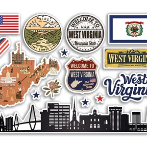 A5 Sticker Sheet West Virginia Landmarks Vinyl Stickers USA America ...