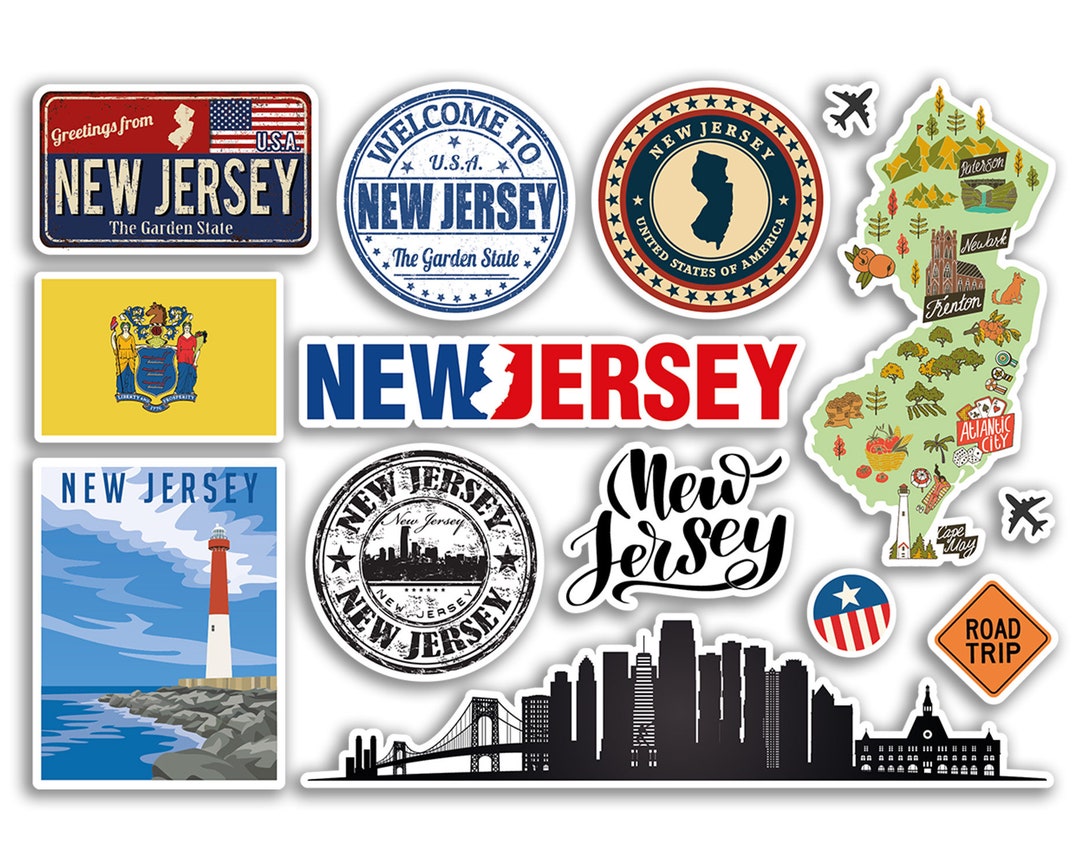 A5 Sticker Sheet New Jersey Landmarks Vinyl Stickers - America States ...