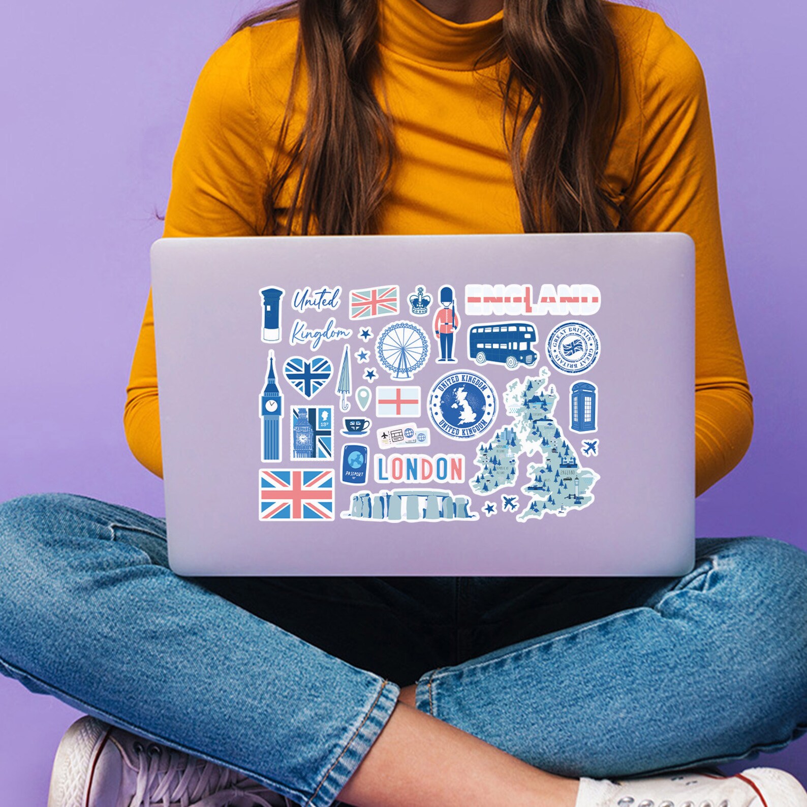 A5 Sticker Sheet England Blue Landmarks Vinyl Stickers - UK GB London ...