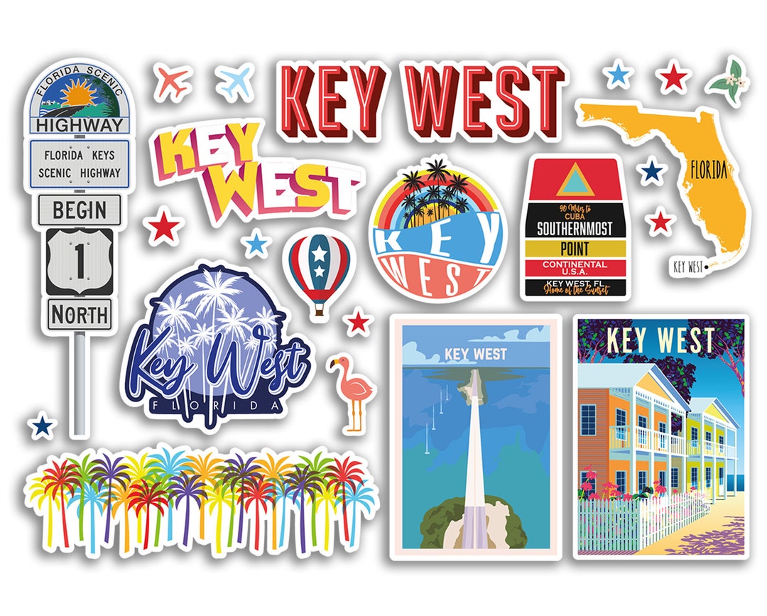 A5 Sticker Sheet Key West Landmarks Vinyl Stickers - Florida US America ...
