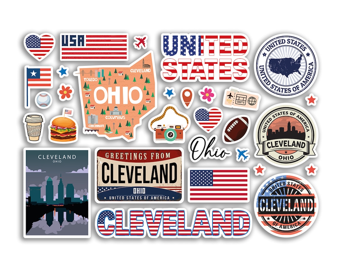 A5 Sticker Sheet Cleveland Landmarks Vinyl Stickers - Ohio America USA ...