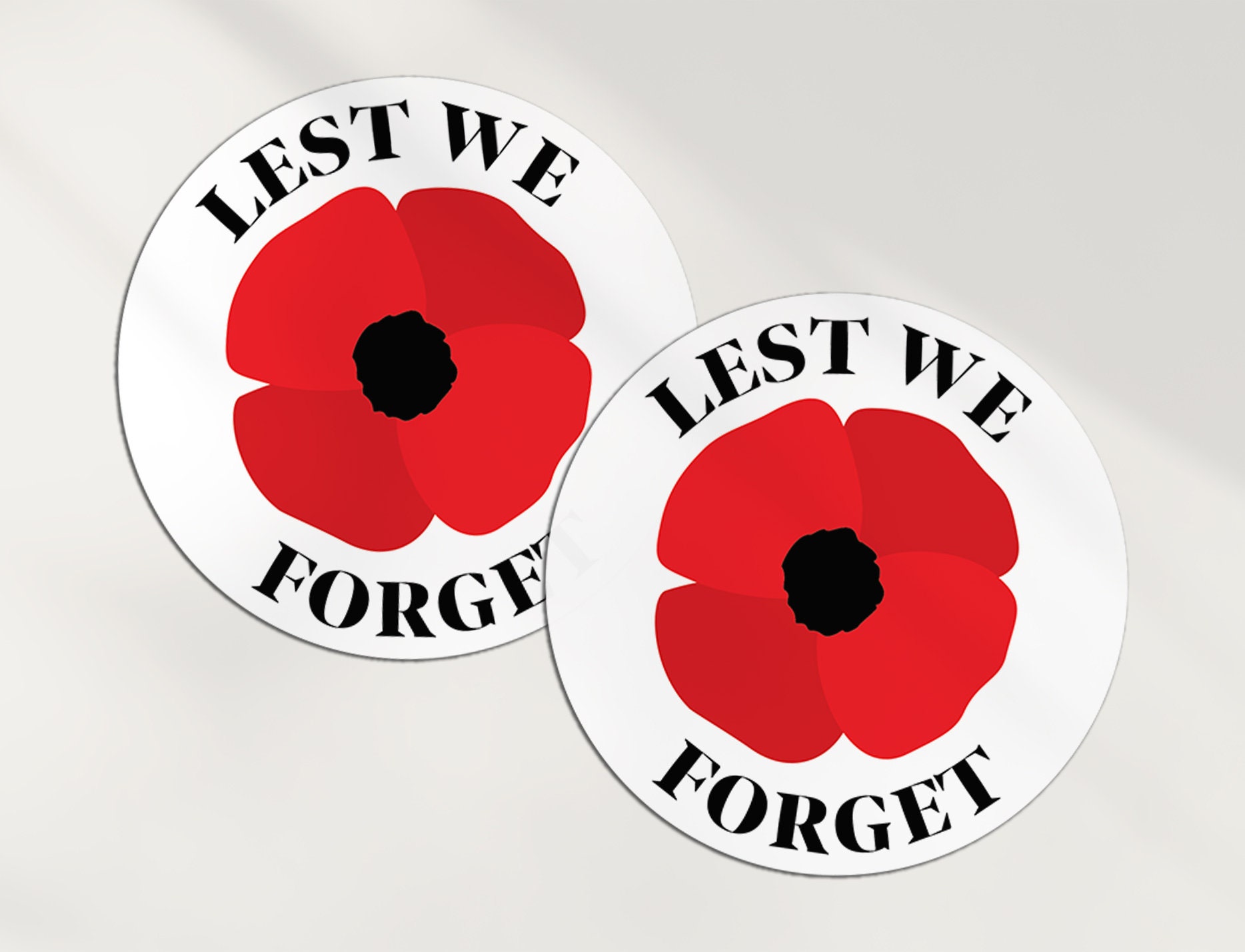 2 X 10cm Lest We Forget Poppy Vinyl Stickers - Remembrance Day Memorial ...