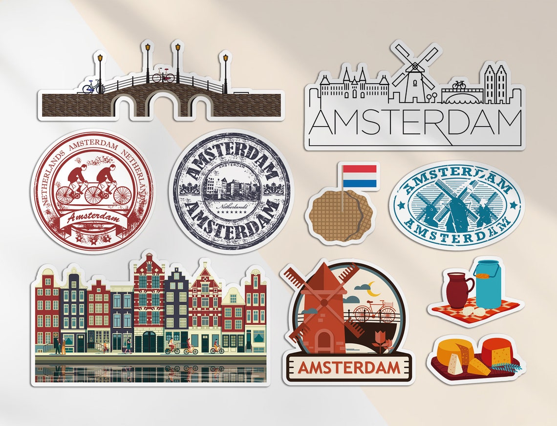 A5 Sticker Sheet Amsterdam Landmarks Vinyl Stickers - Etsy