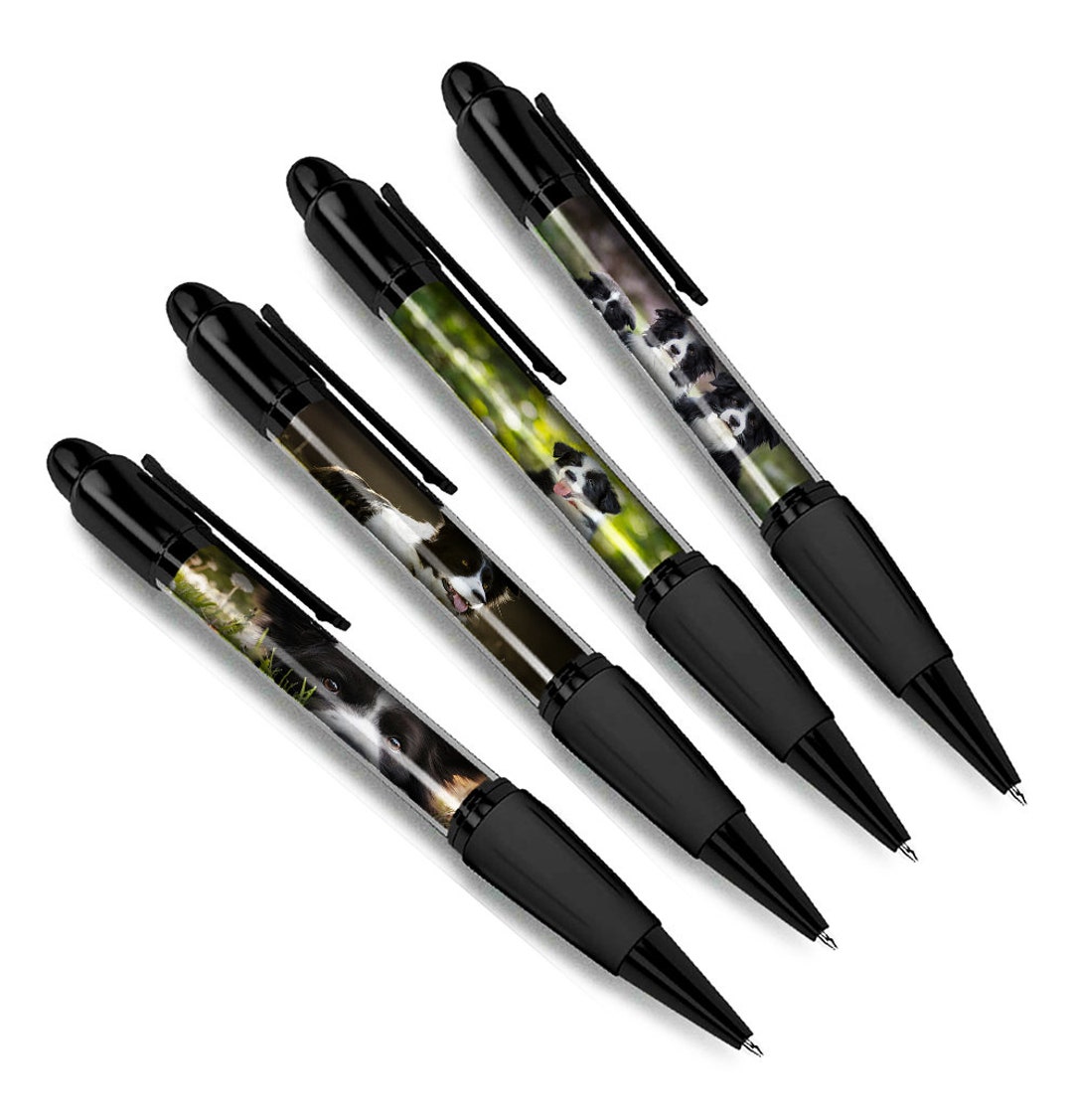 Set of 4 Border Collie Black Ballpoint Pens - Puppy Animals Scottish ...