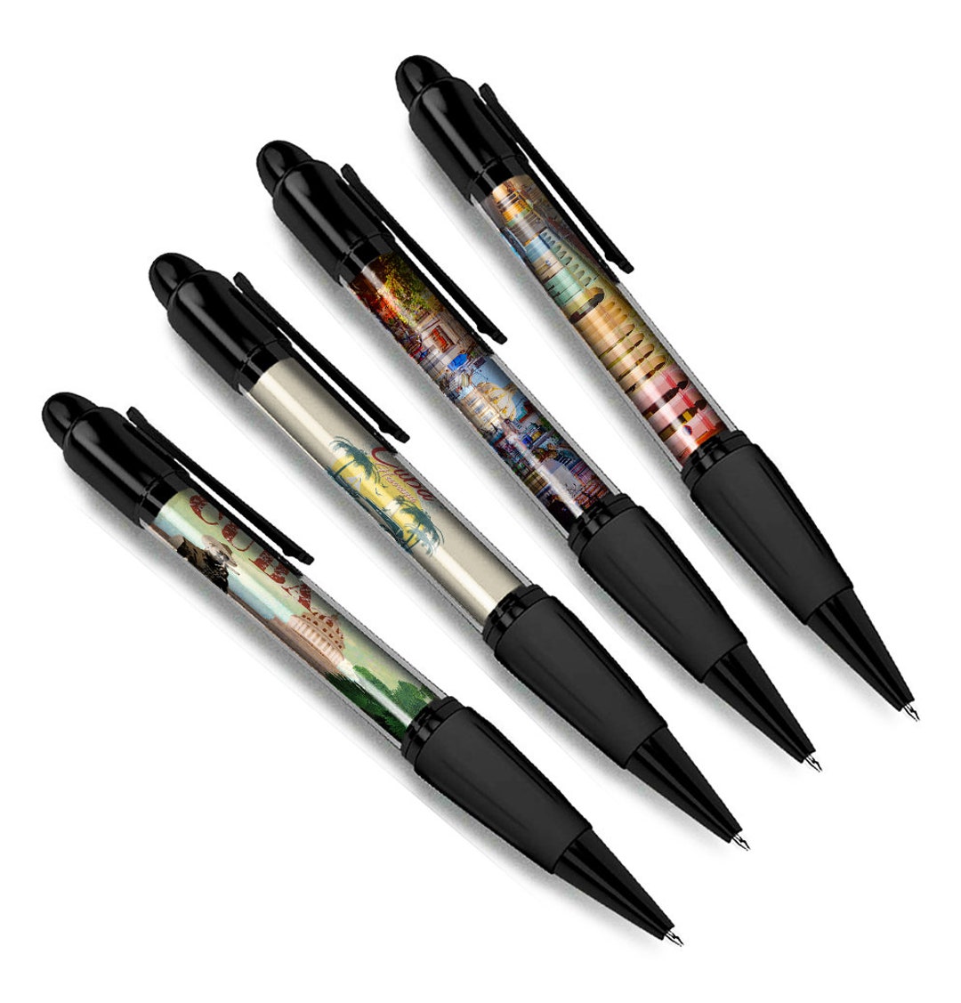 Set of 4 Cuba Black Ballpoint Pens Havana Travel Holiday America Flag ...