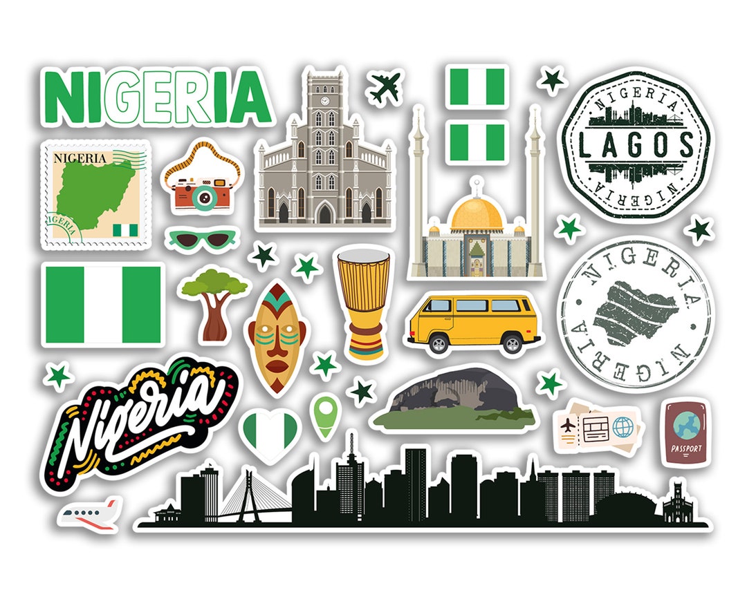 A5 Sticker Sheet Nigeria Landmarks Vinyl Stickers - Nigerian Map ...