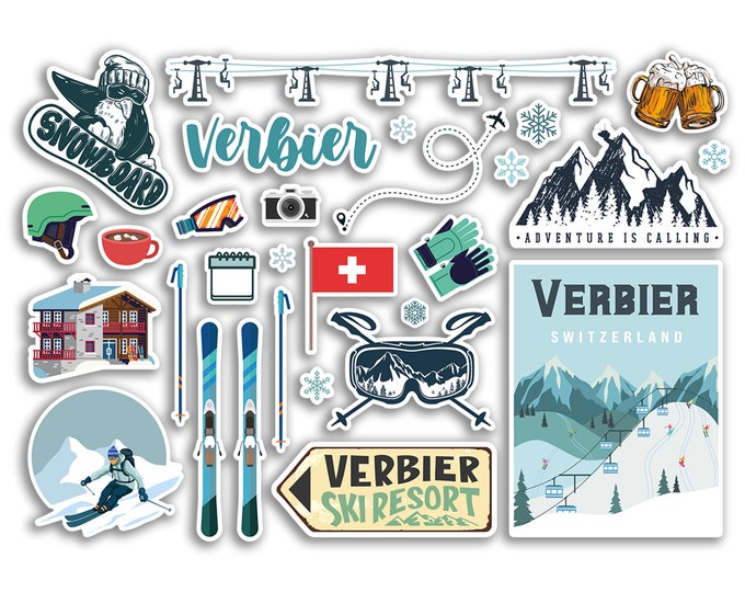 A5 Sticker Sheet Verbier Vinyl Stickers Switzerland Ski Resort ...