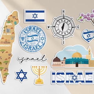 A5 Sticker Sheet Israel Landmarks Vinyl Stickers - Israeli Map Airport ...