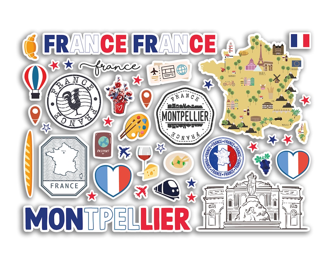A5 Sticker Sheet Montpellier Landmarks Vinyl Stickers France French ...
