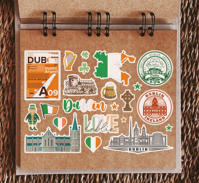 A5 Sticker Sheet Dublin Landmarks Vinyl Stickers - Ireland City Map ...