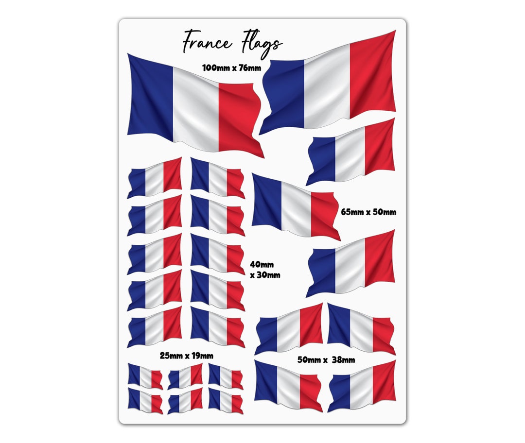 A4 Sticker Sheet France Flags Vinyl Stickers - French Waving National ...
