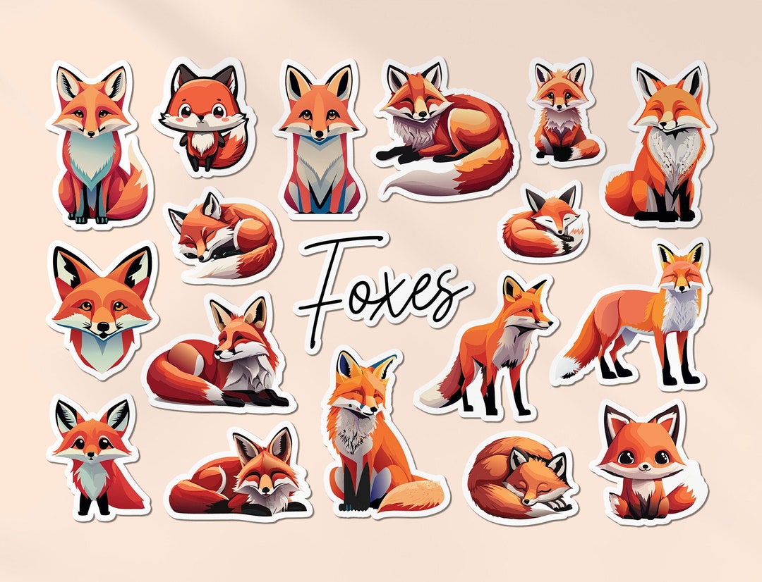 A5 Sticker Sheet Foxes Vinyl Stickers - Vixen Fox Pets Kawaii Animals ...
