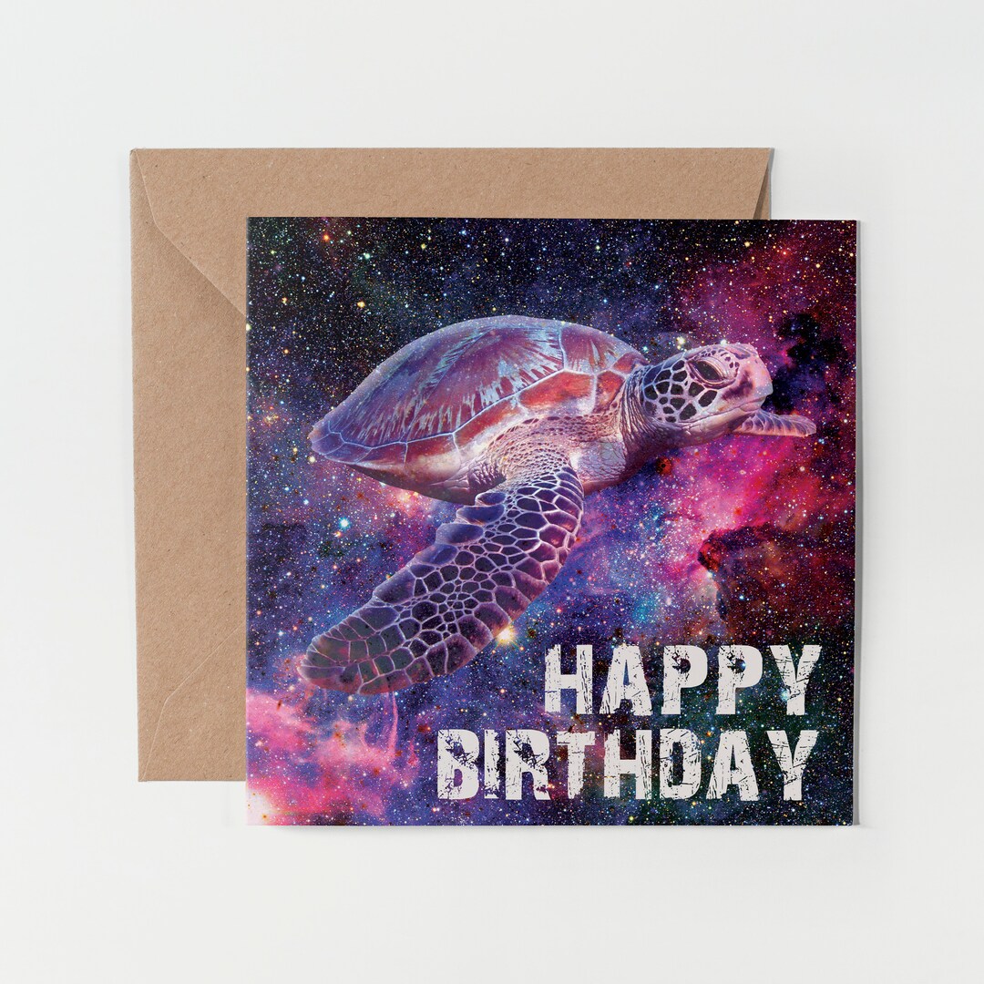1 X Greeting Card - Happy Birthday Space Turtle Astrology Tortoise ...