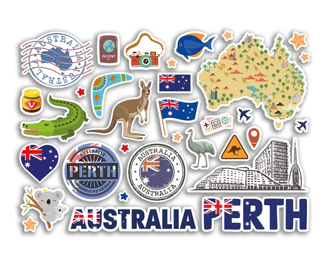 A5 Sticker Sheet Perth Landmarks Vinyl Stickers Australia Australian ...