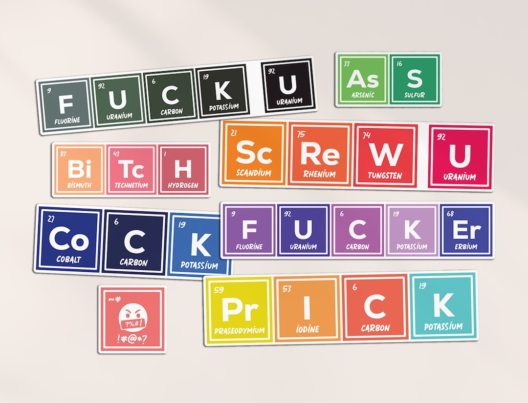 A4 Sticker Sheet Swear Words Elements Vinyl Stickers - Chemical Science ...