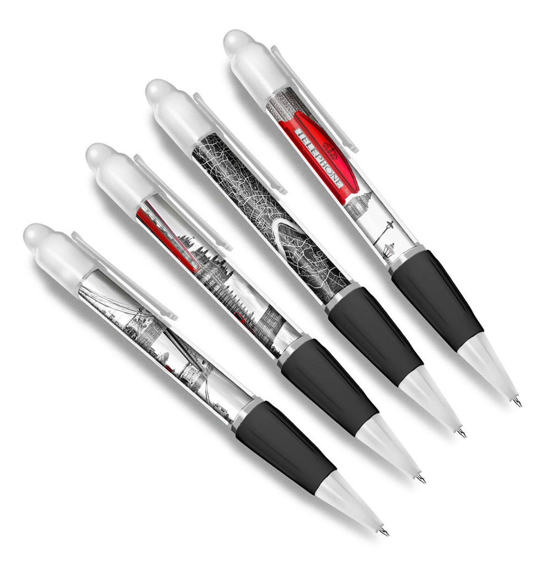 Set of 4 London Landmarks White Ballpoint Pens Big Ben Red Telephone ...