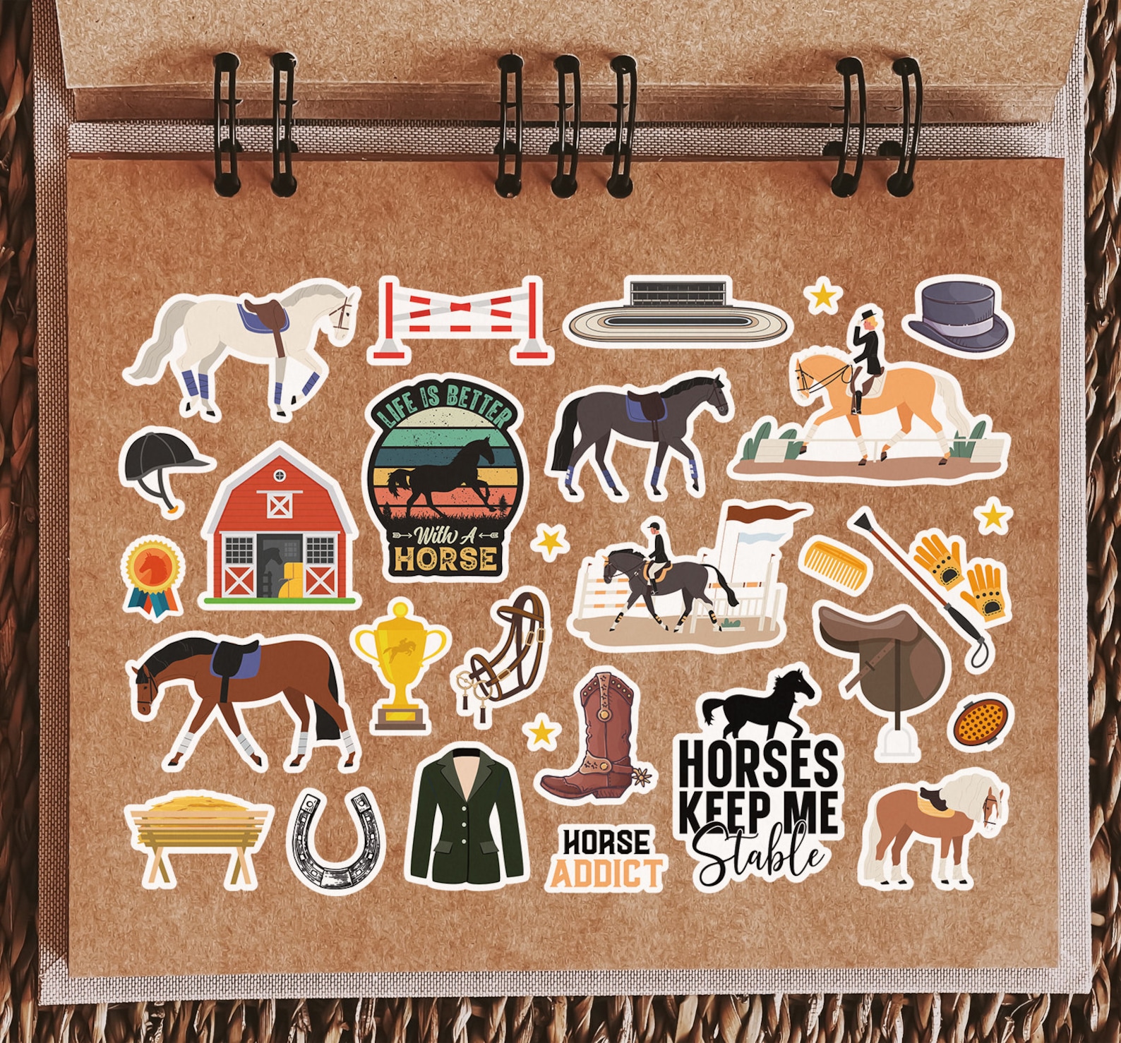 A5 Sticker Sheet Horses Vinyl Stickers - Pony Equestrian Animal Stables ...