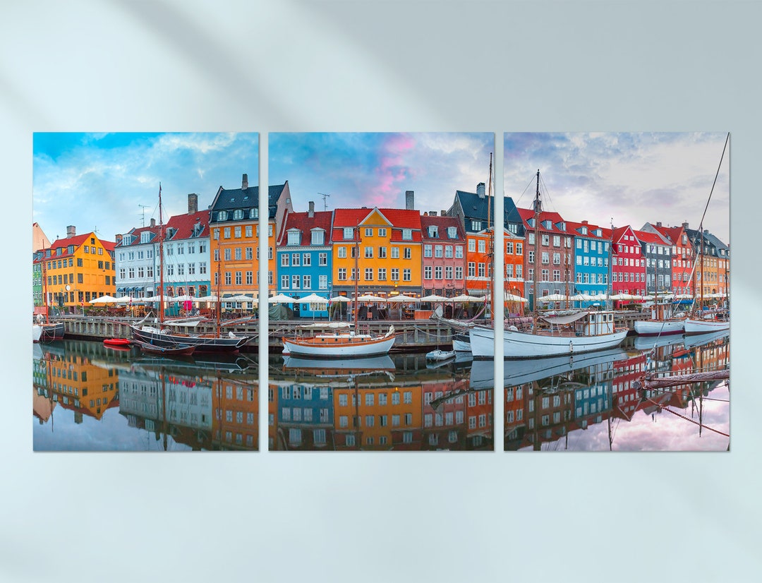3 X Copenhagen Posters Nyhavn Denmark Travel Houses Trio of Prints ...
