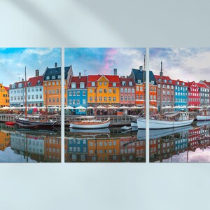 3 X Copenhagen Posters Nyhavn Denmark Travel Houses Trio of Prints ...