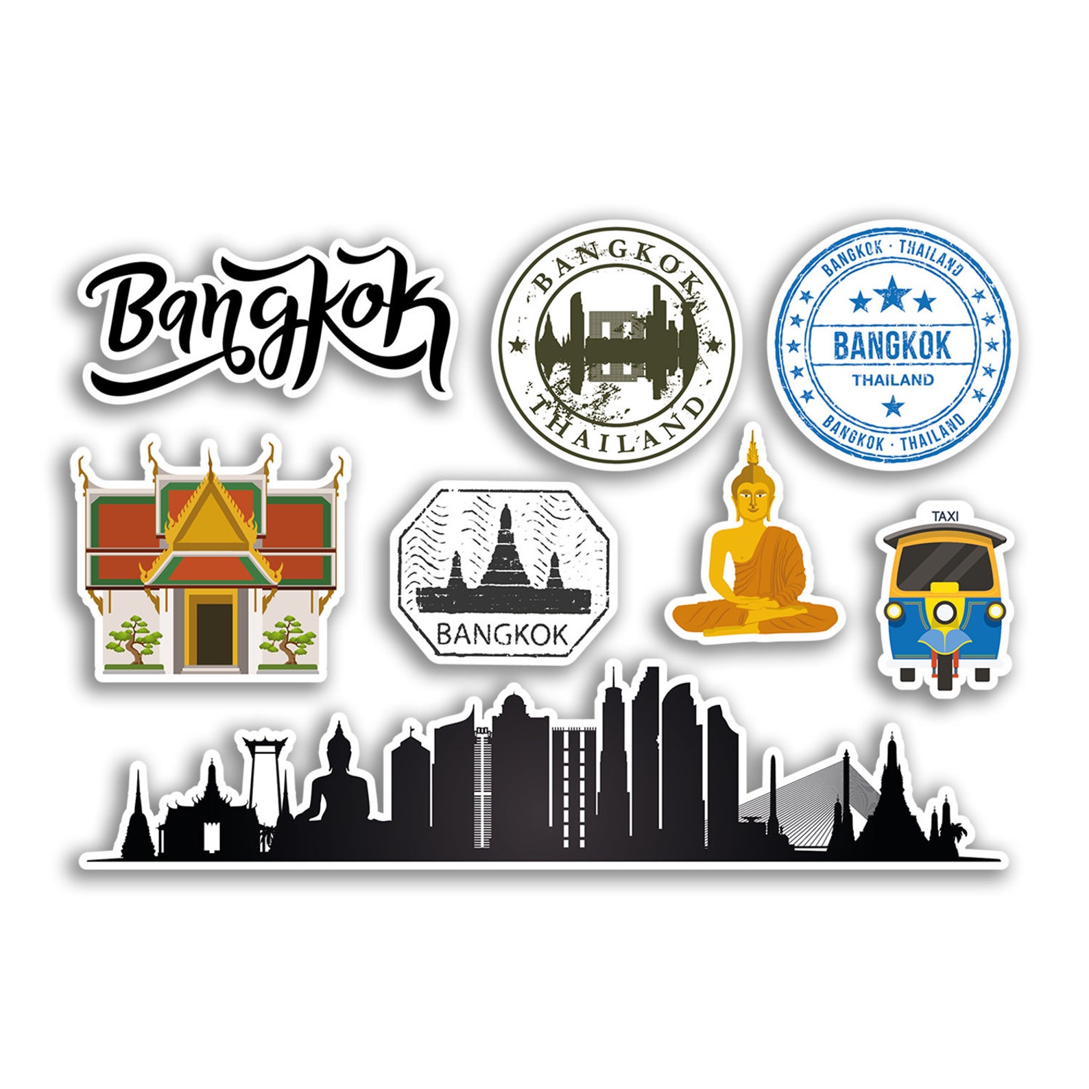 A5 Sticker Sheet Bangkok Landmarks Vinyl Stickers - Thailand Thai ...