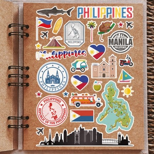 A4 Sticker Sheet Philippines Landmarks Vinyl Stickers - Manila City Map ...