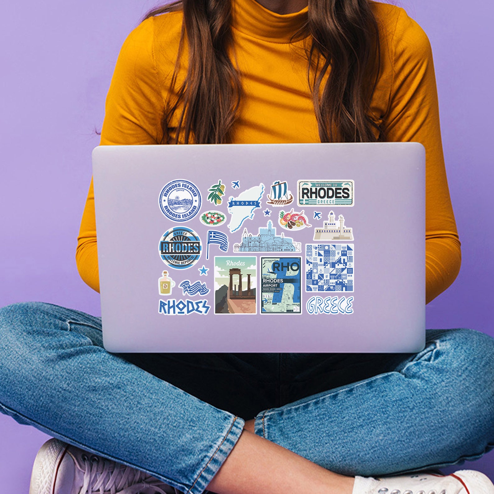 A5 Sticker Sheet Rhodes Landmarks Vinyl Stickers Greece Greek Beach ...