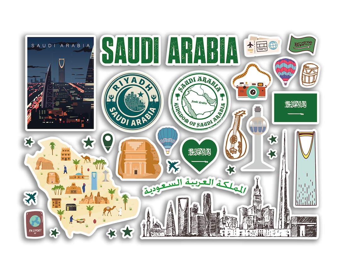 A5 Sticker Sheet Saudi Arabia Landmarks Vinyl Stickers - Asia Country ...